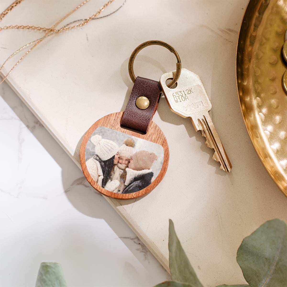 Personalised Wooden Key Ring with Photo