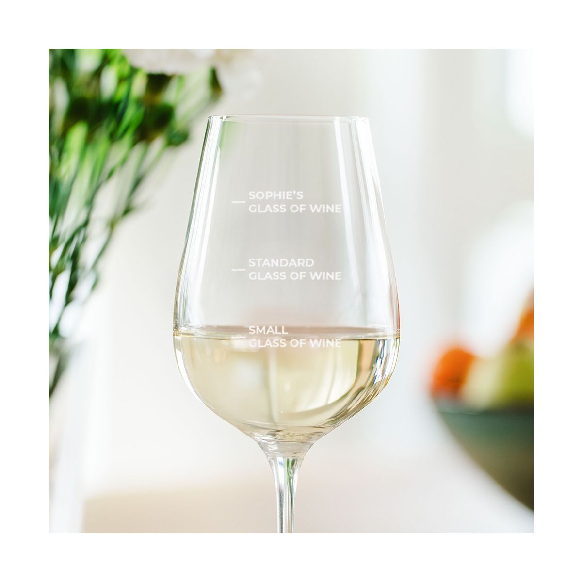 Personalised wine measure glass